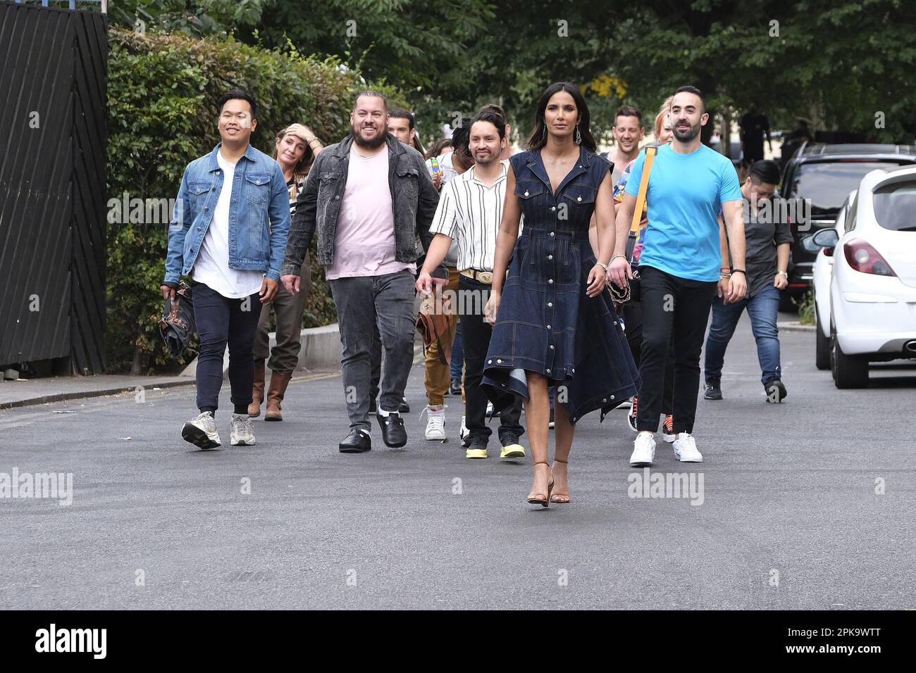 TOP CHEF, foreground: host Padma Lakshmi; contestants from left; Buddha ...