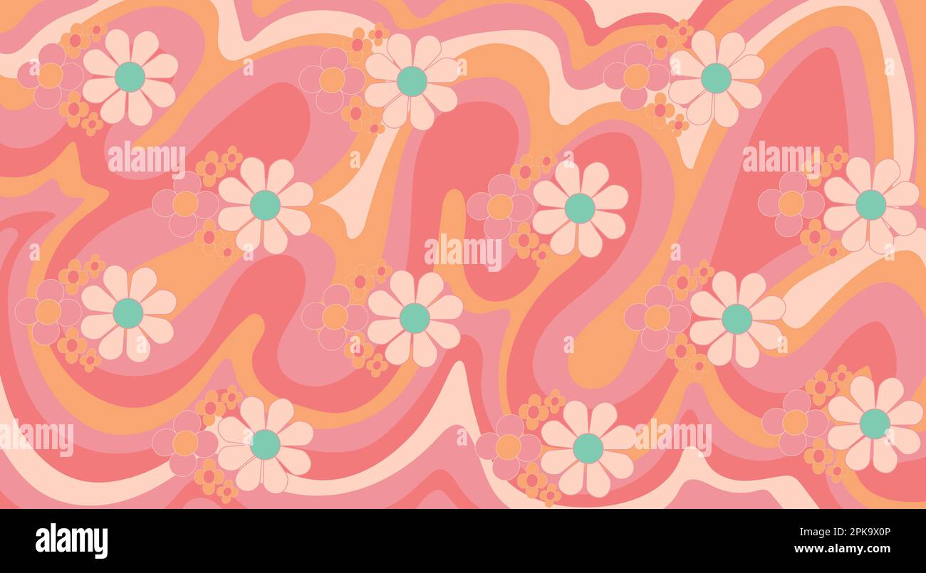 Psychedelic wavy liquid swirl groovy check illustration.1970s trendy ...