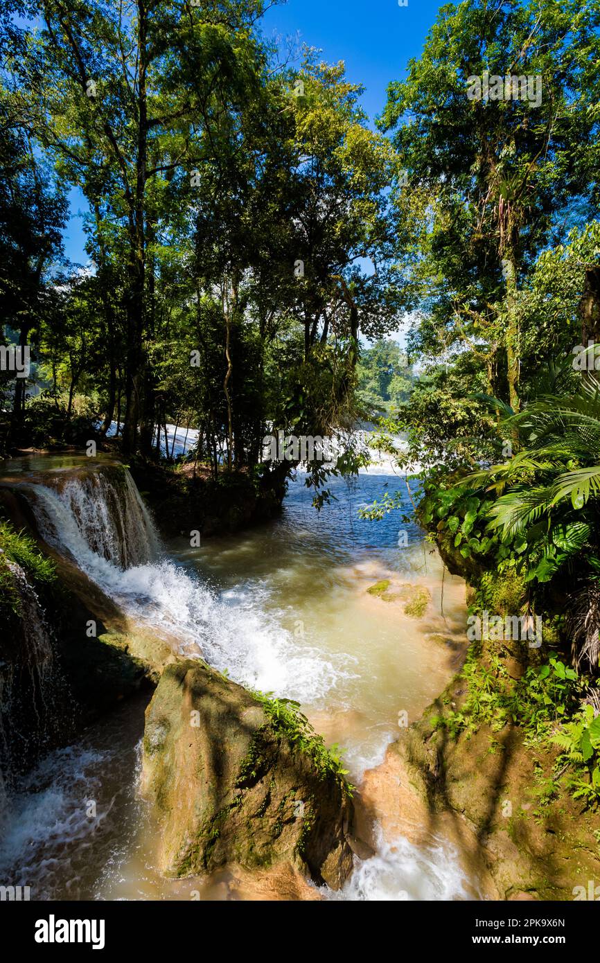 Beautiful landscape of Agua Azul cascades park in Palenque, Mexico ...