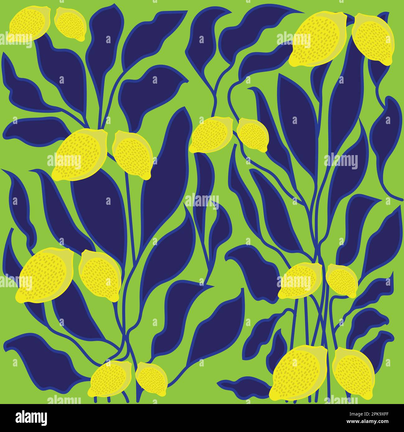 Lemon seamless repeat pattern. lemon leaves matisse style pattern Stock ...