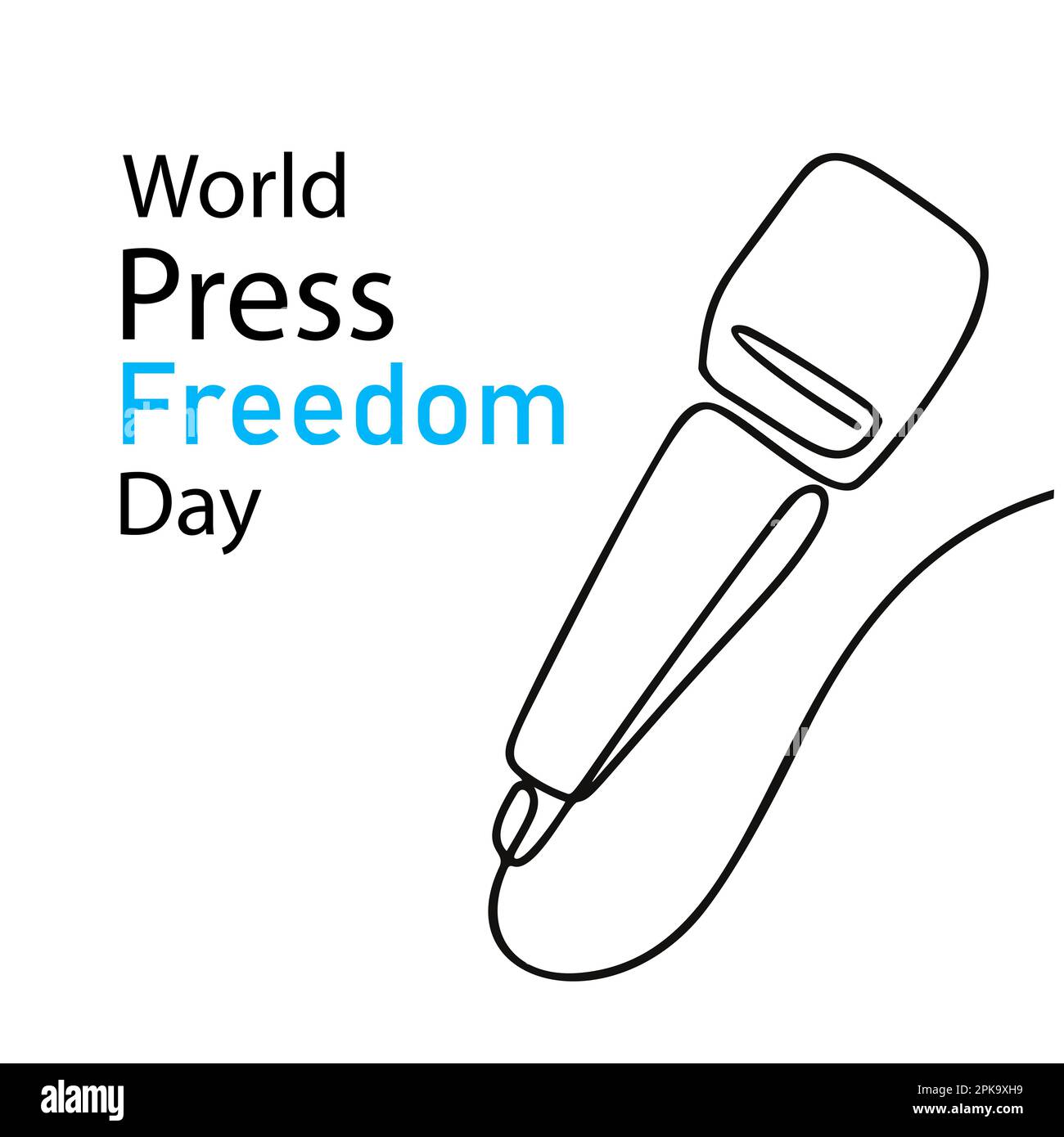 Illustration of microphone in line art style for World Press Freedom ...