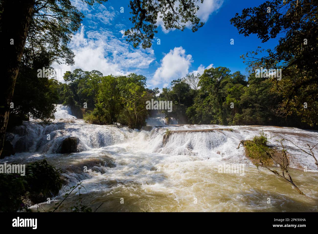 Beautiful landscape of Agua Azul cascades park in Palenque, Mexico ...