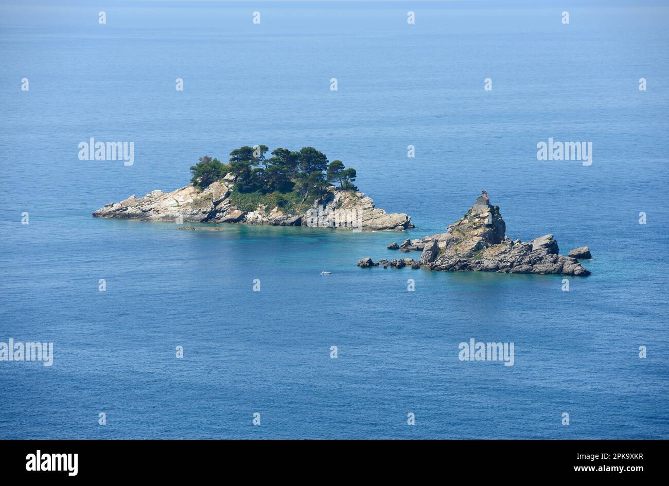 Two small islets Katič and Sveta Neđelja located in the sea opposite of ...