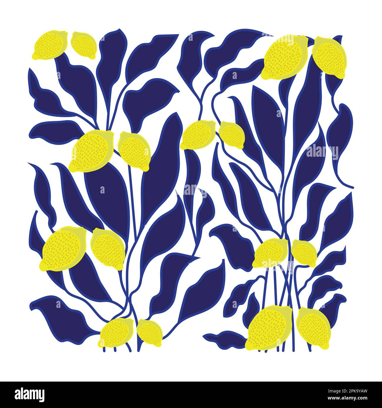Lemon seamless repeat pattern. lemon leaves matisse style pattern Stock Vector Image & Art - Alamy