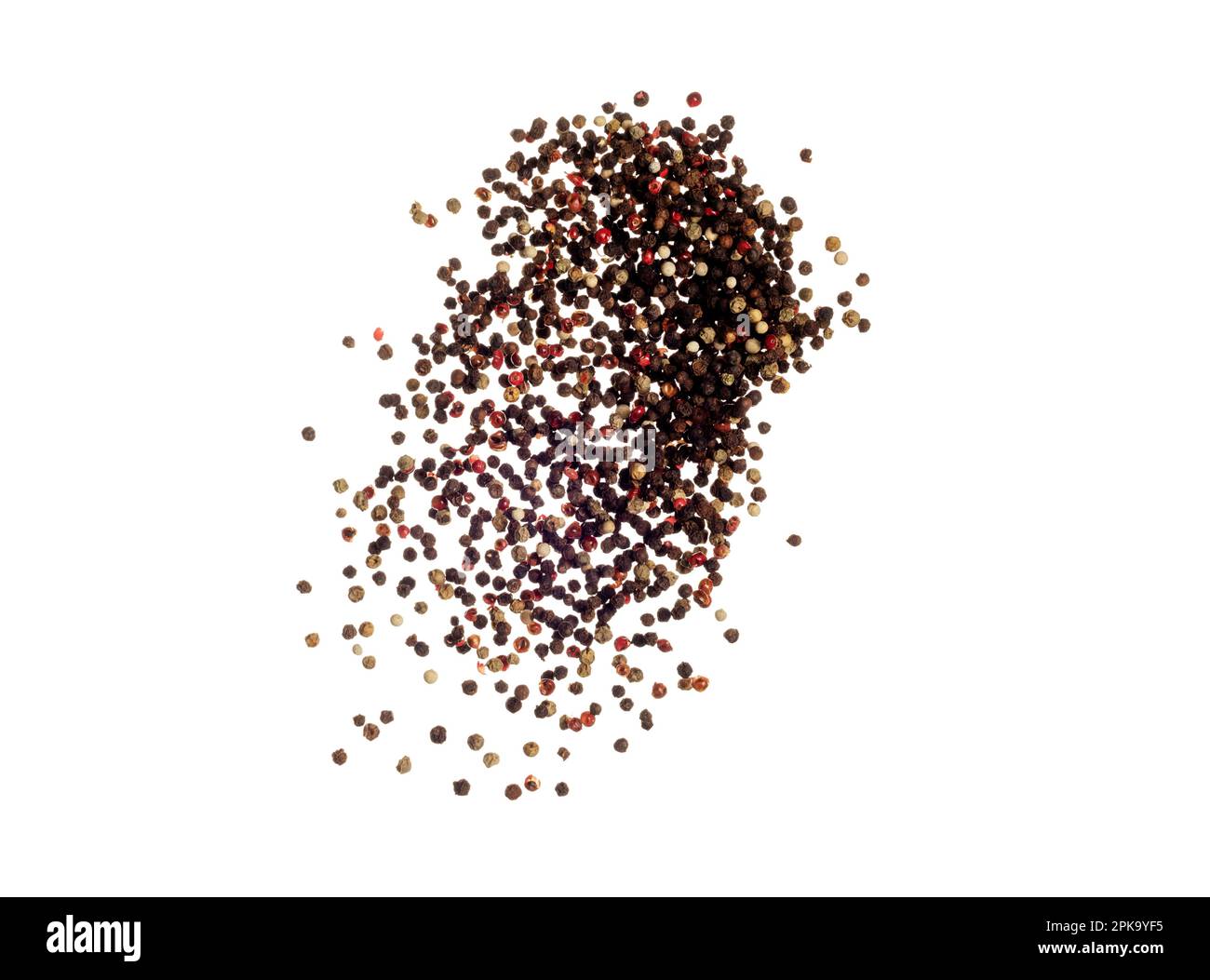 Black Pepper seeds fall down pour in group, Black Pepper float explode ...