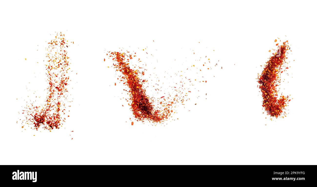 Isolated pepper splashes on a white background. Explosion. Chile ...