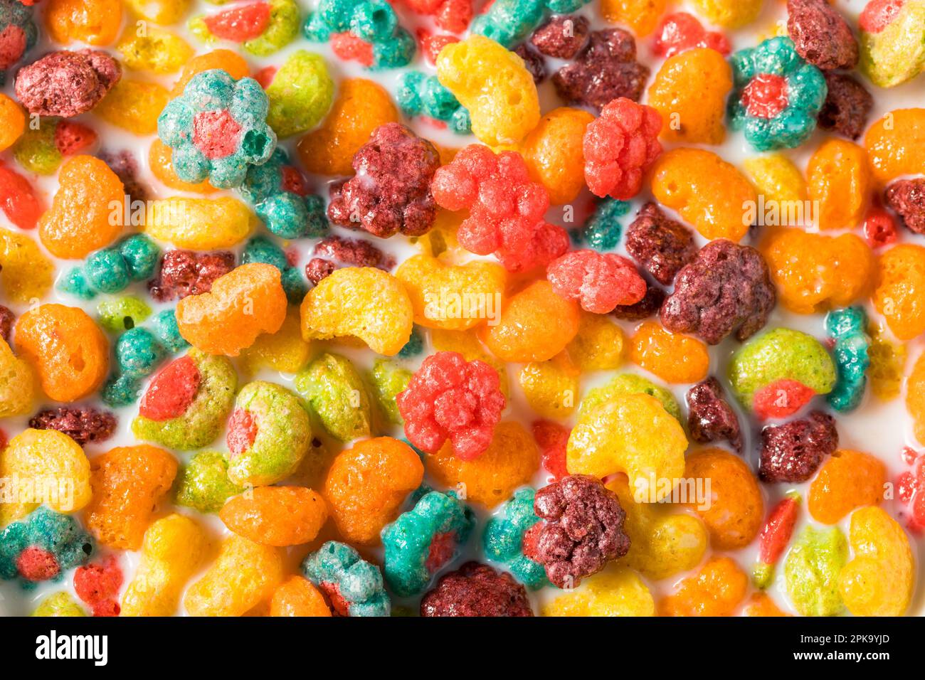 Sweet Fruity Breakfast Cereal with Whole Milk Stock Photo - Alamy