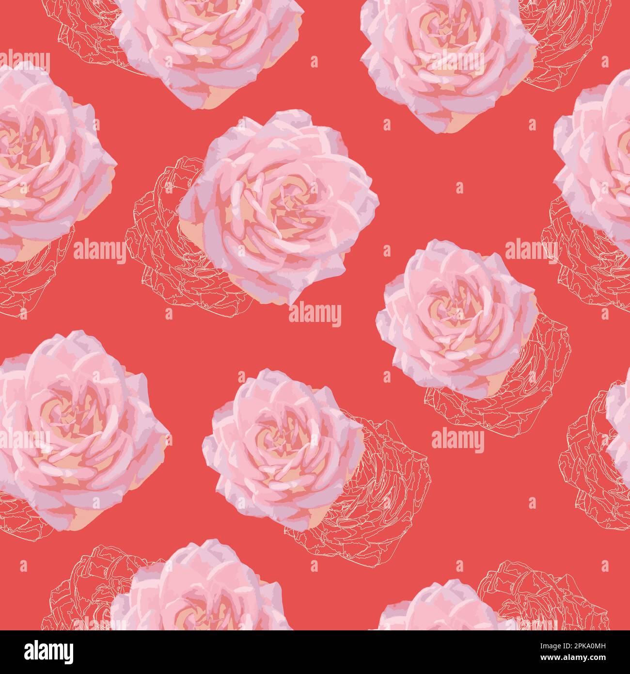 Pink roses on pastel Stock Vector Images - Alamy