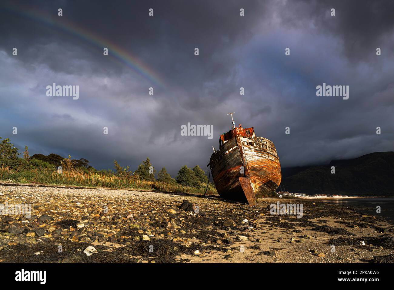 Old boat of Caol, Ben Nevis, Scotland, United Kingdom, Europe Stock ...