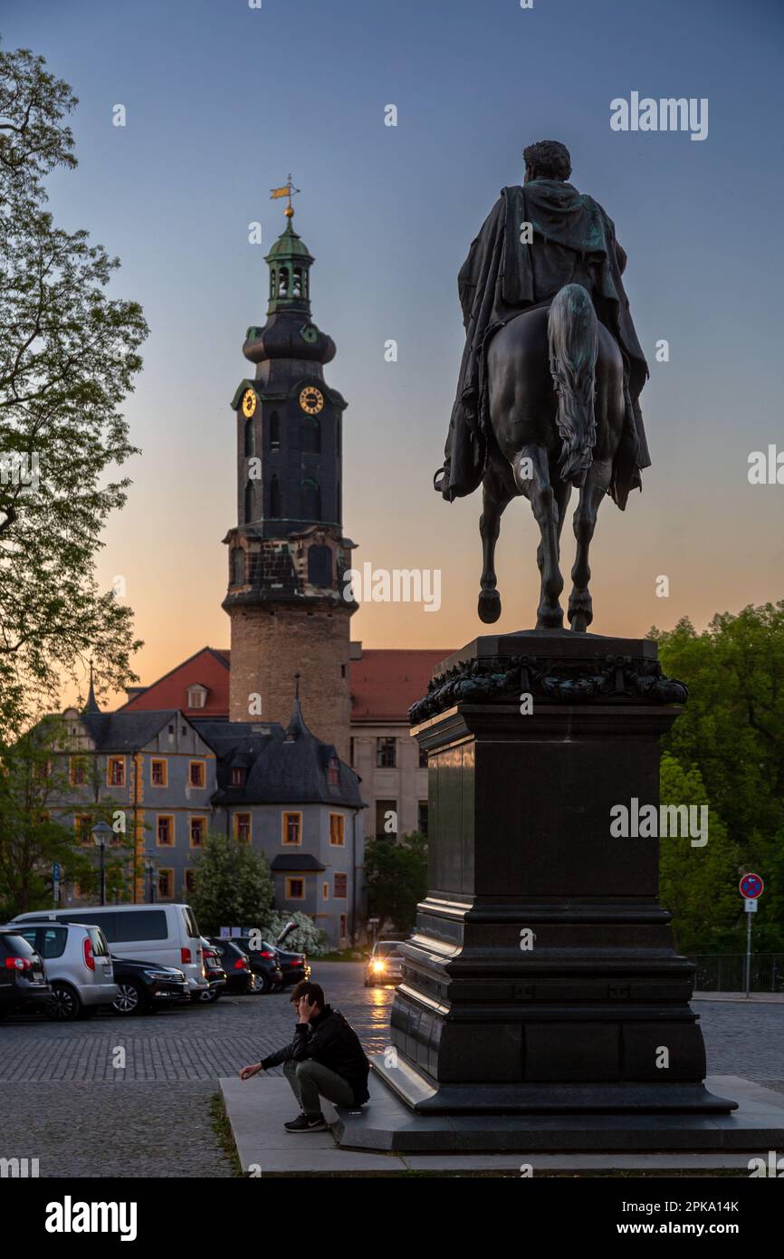 06.05.2018, Germany, Thuringia, Weimar - Carl August Monument at the ...