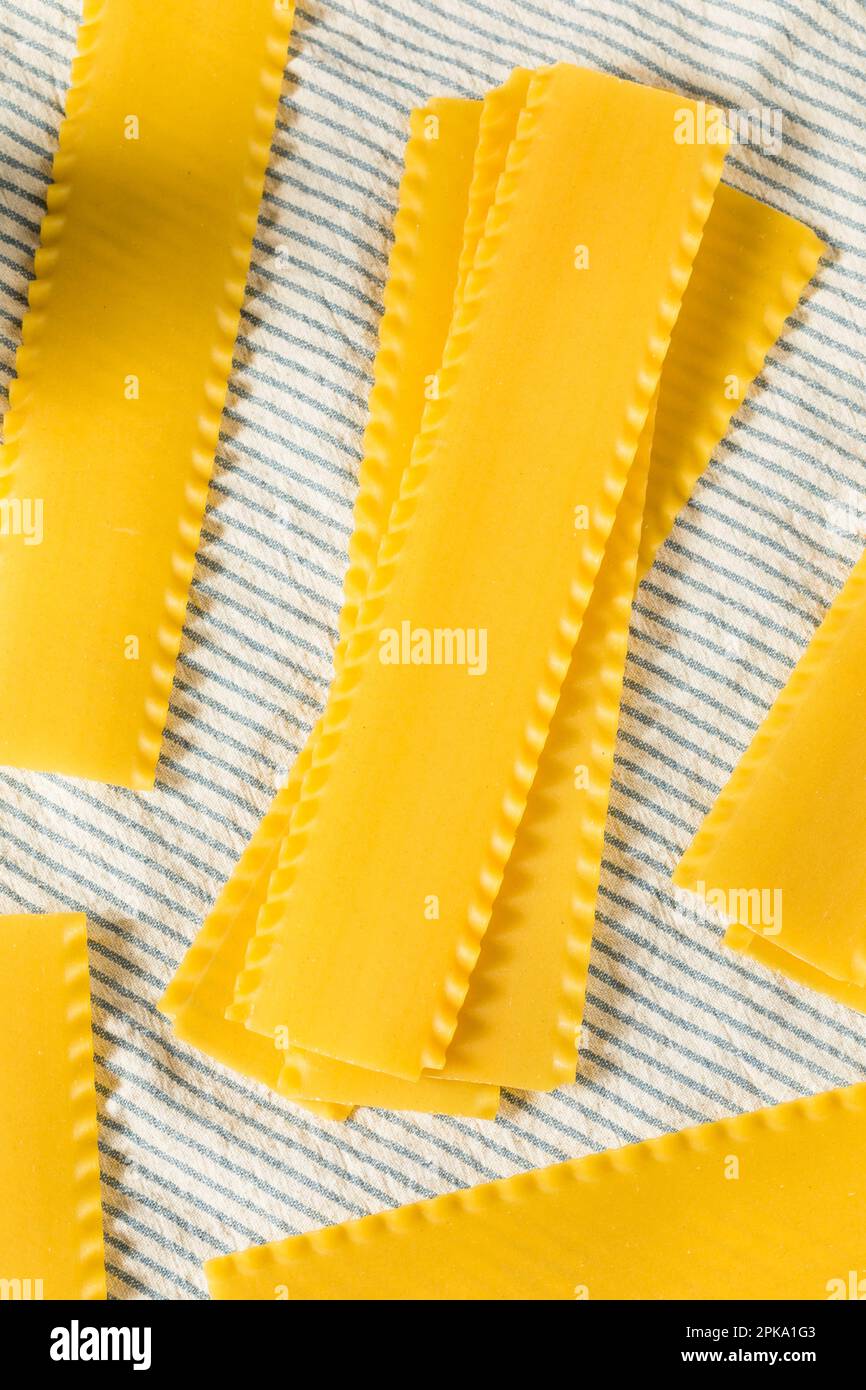 Raw Dry Organic Lasagna Noodles Ready to Cook Stock Photo - Alamy