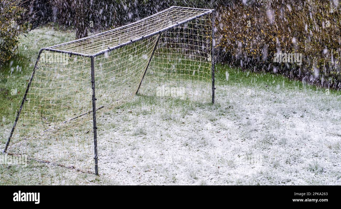 Football pitch with snow hi-res stock photography and images - Alamy