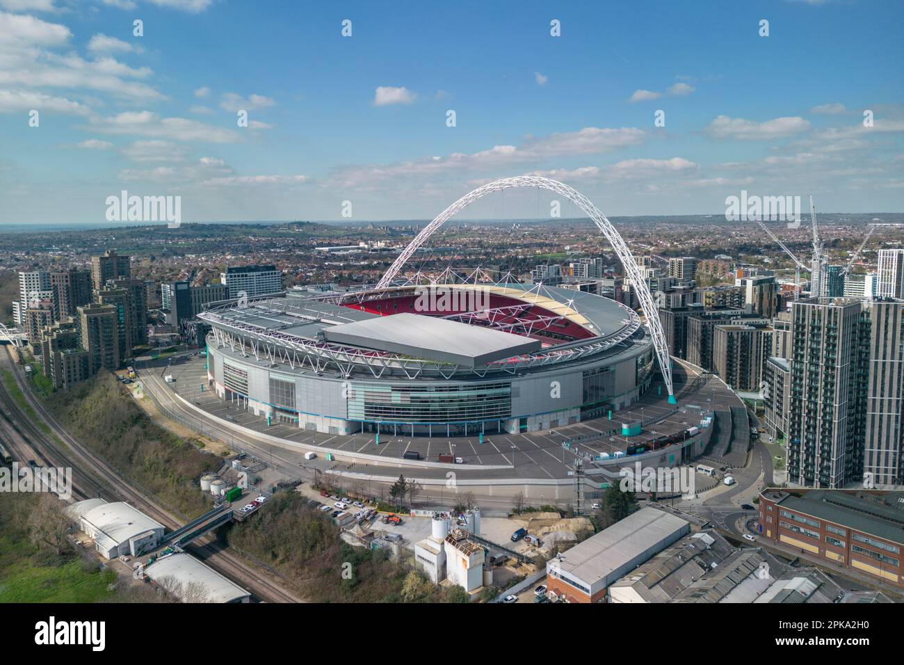Aerial view of Wembley Stadium, home to England football, Wembley ...