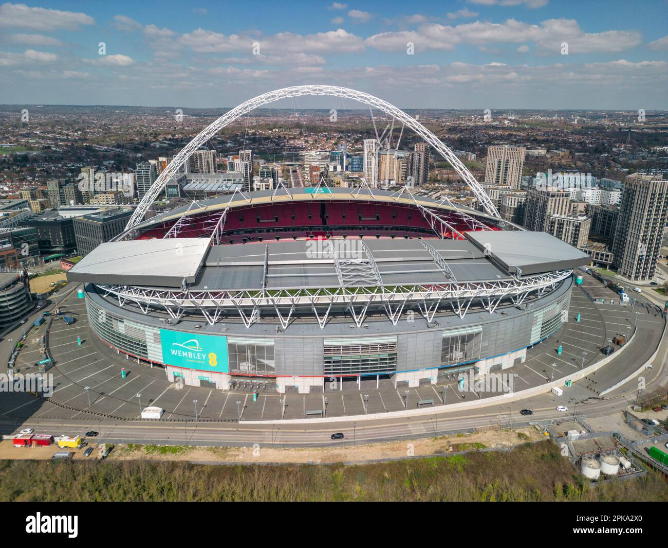 Aerial view of Wembley Stadium, home to England football, Wembley ...