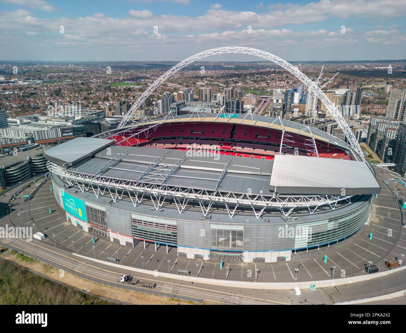 Aerial view of Wembley Stadium, home to England football, Wembley ...
