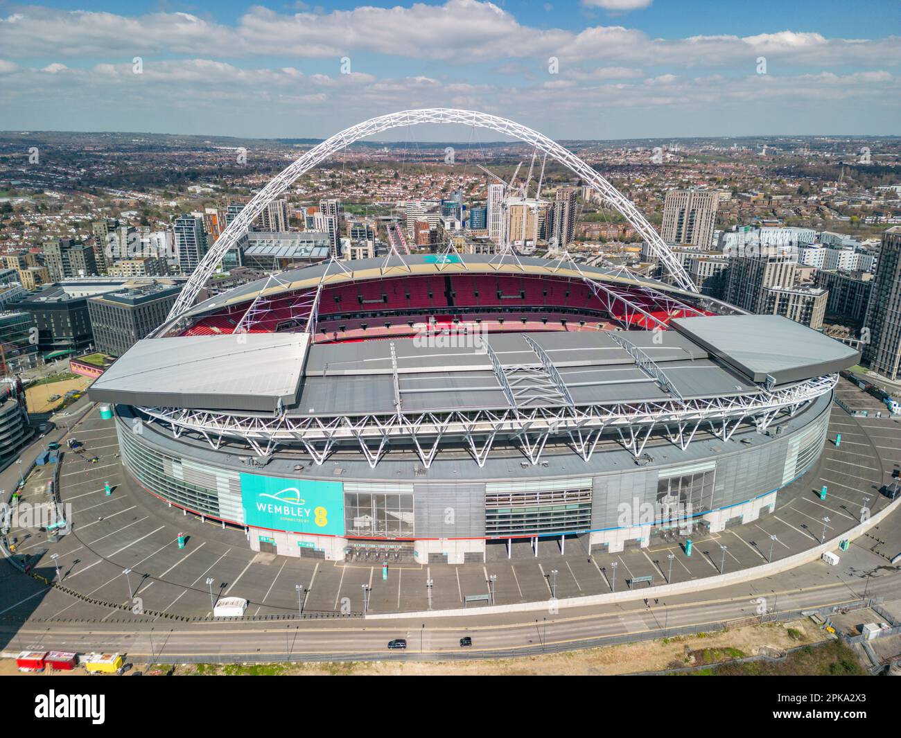 Aerial view of Wembley Stadium, home to England football, Wembley ...