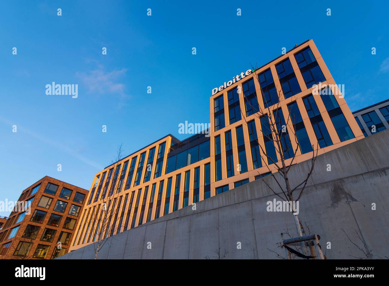 Praha, modern office buildings, company Deloitte in Prague, Czechia ...