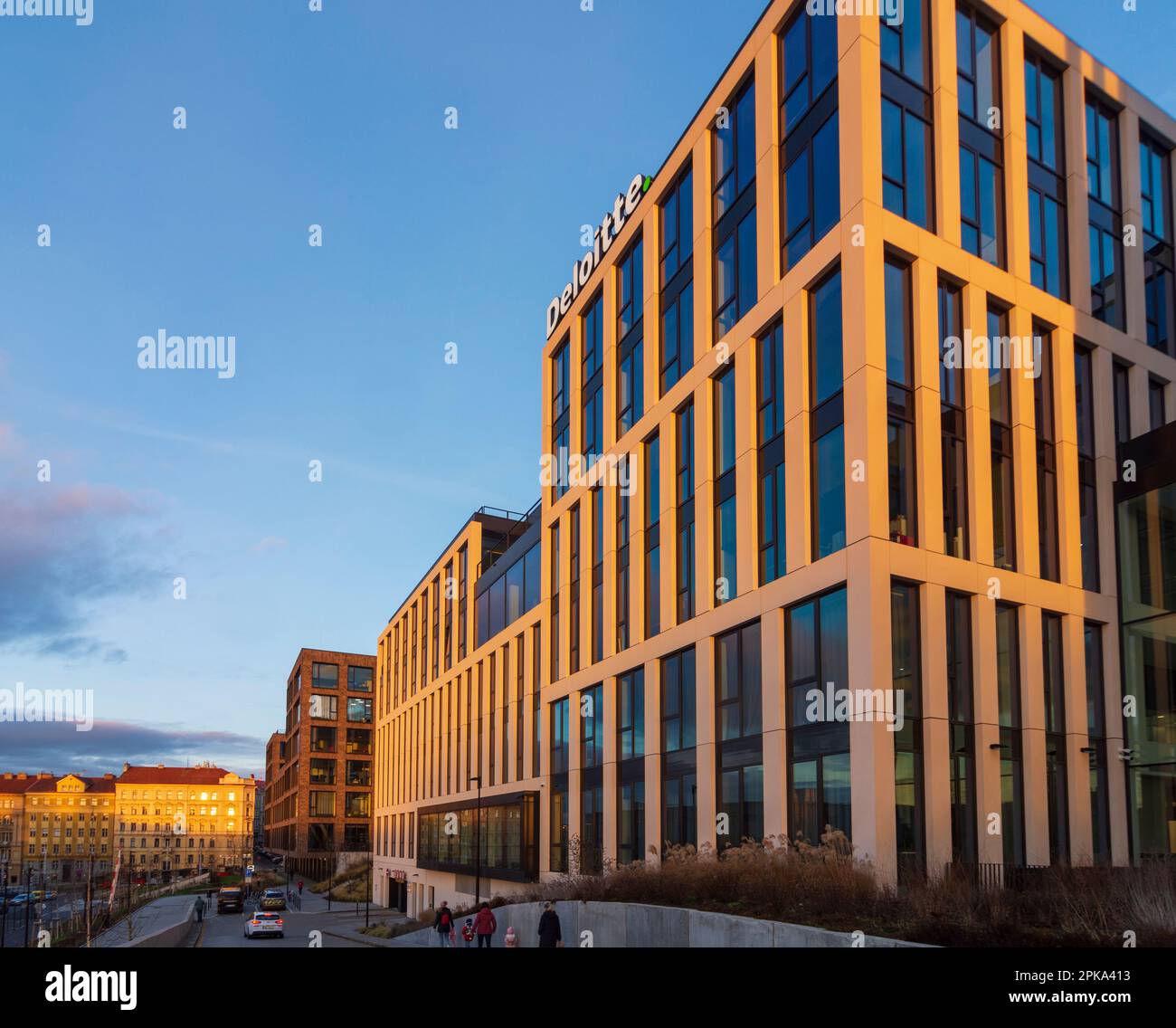 Praha, modern office buildings, company Deloitte in Prague, Czechia ...