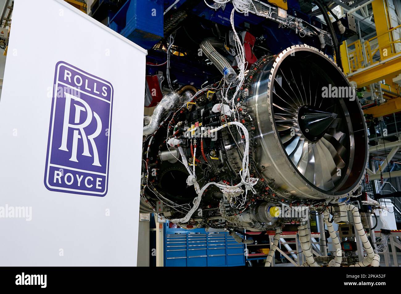 28.02.2023, Germany, Brandenburg, Dahlewitz - A Pearl 700 aero engine ...