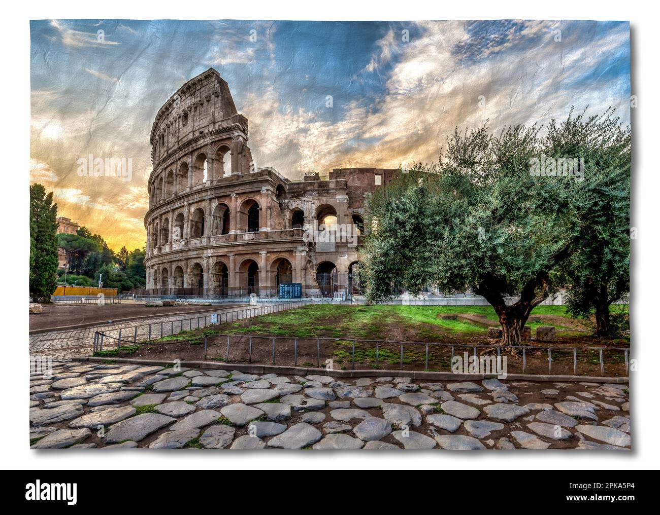 Italy, Rome - Sunset behind the Colosseum, the most famous Roman ...