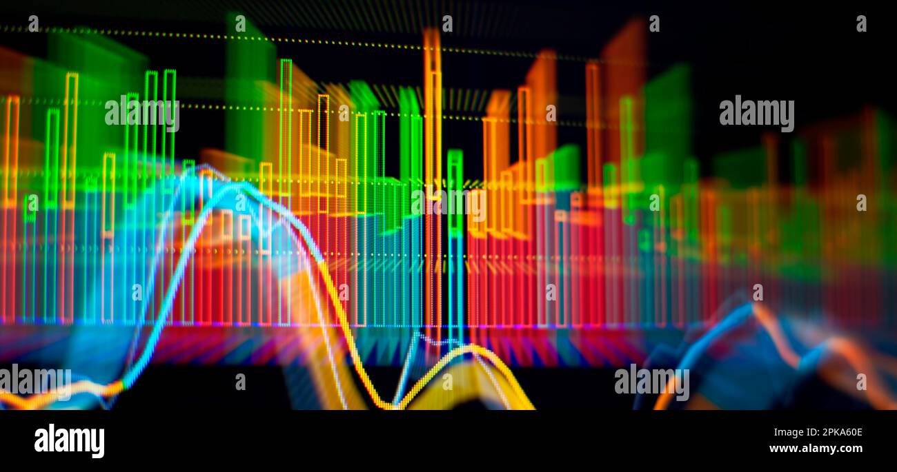 Bar graphs, Diagrams, financial figures. Abstract glowing forex chart ...