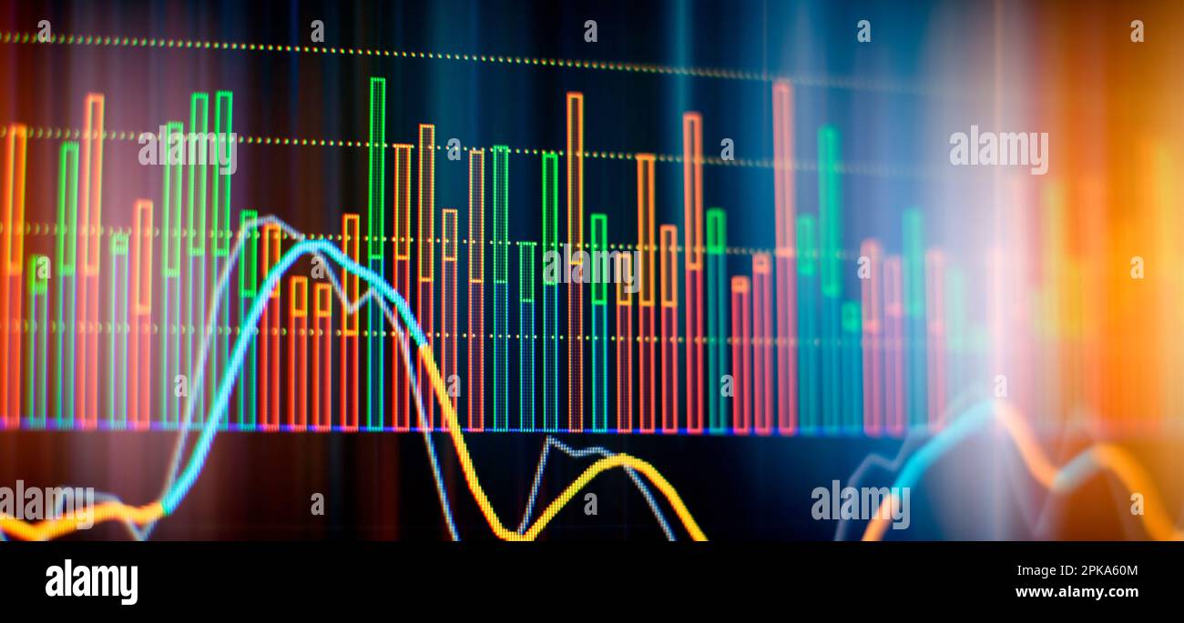 Bar graphs, Diagrams, financial figures. Abstract glowing forex chart ...