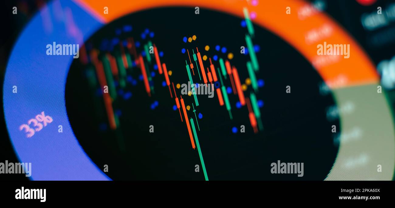 Bar graphs, Diagrams, financial figures. Abstract glowing forex chart ...