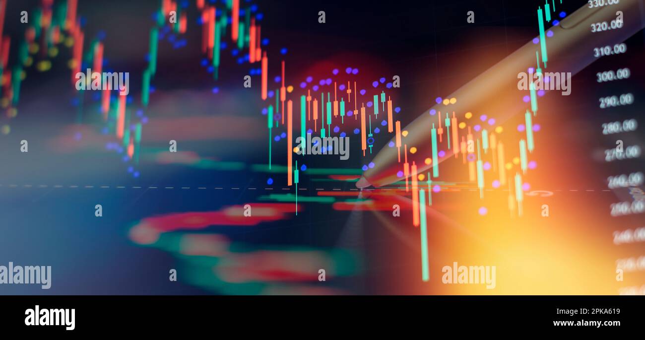 Candle stick graph chart with indicator showing bullish point or ... Candle stick graph chart with indicator showing bullish point or ...