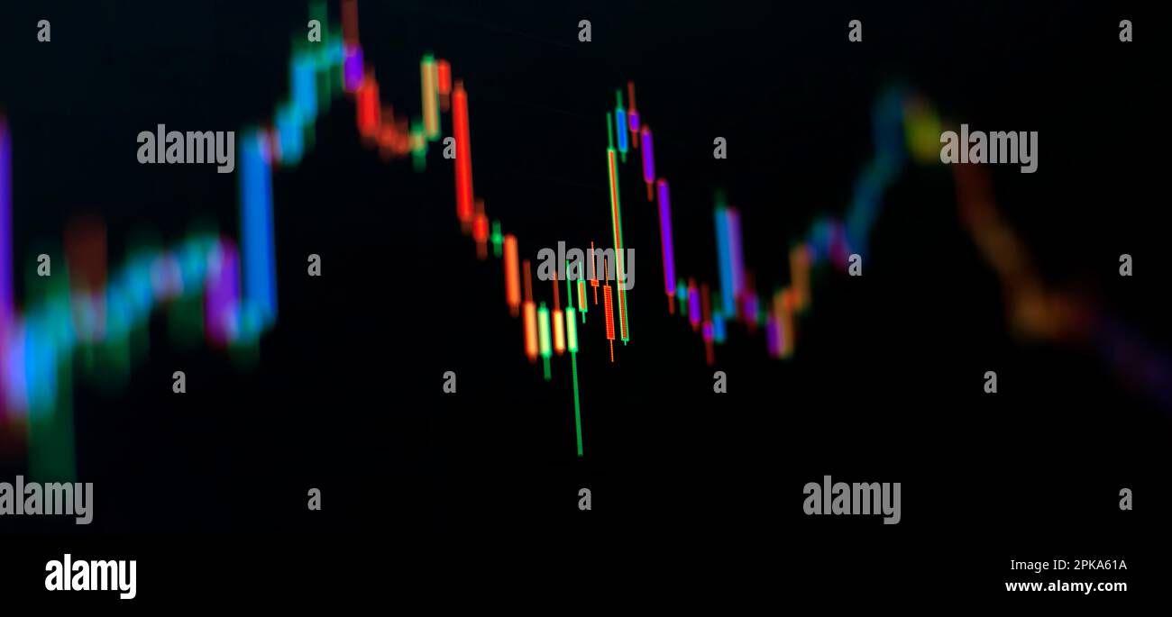 financial graph on monitor which including of Market Analyze. Bar ...