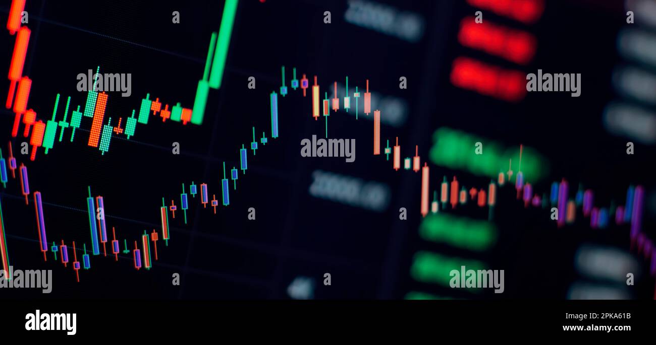 financial graph on monitor which including of Market Analyze. Bar ...
