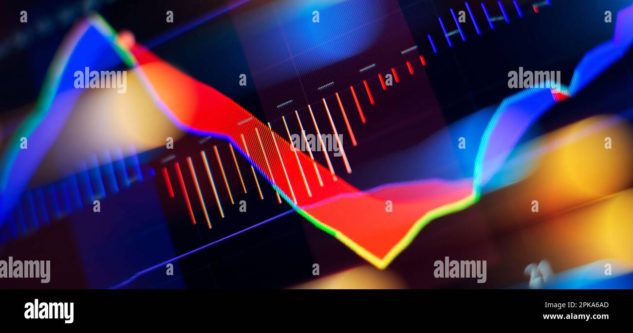 financial graph on monitor which including of Market Analyze. Bar ...