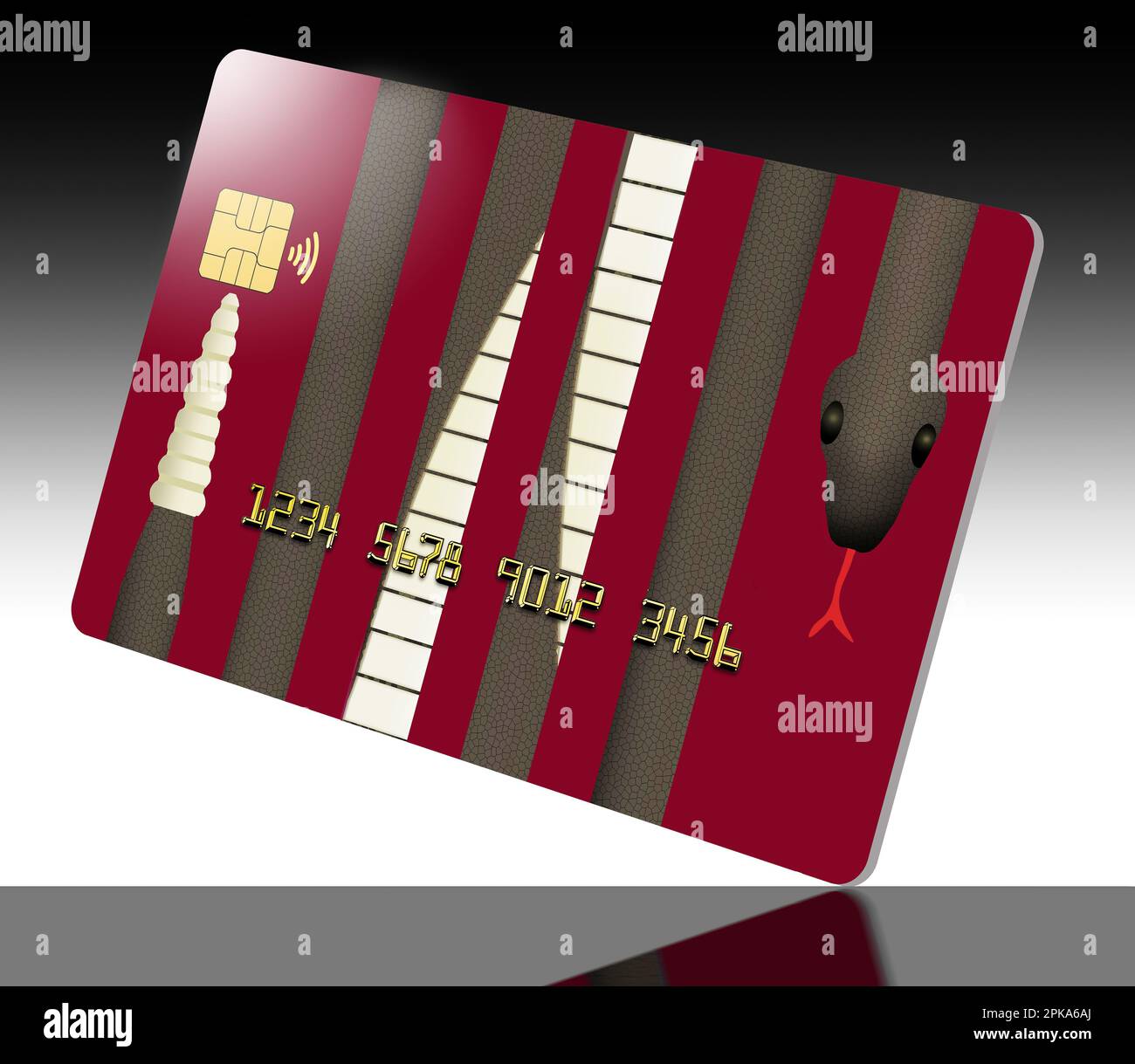 A rattlesnake appears to wind around a credit card in a 3-d ...