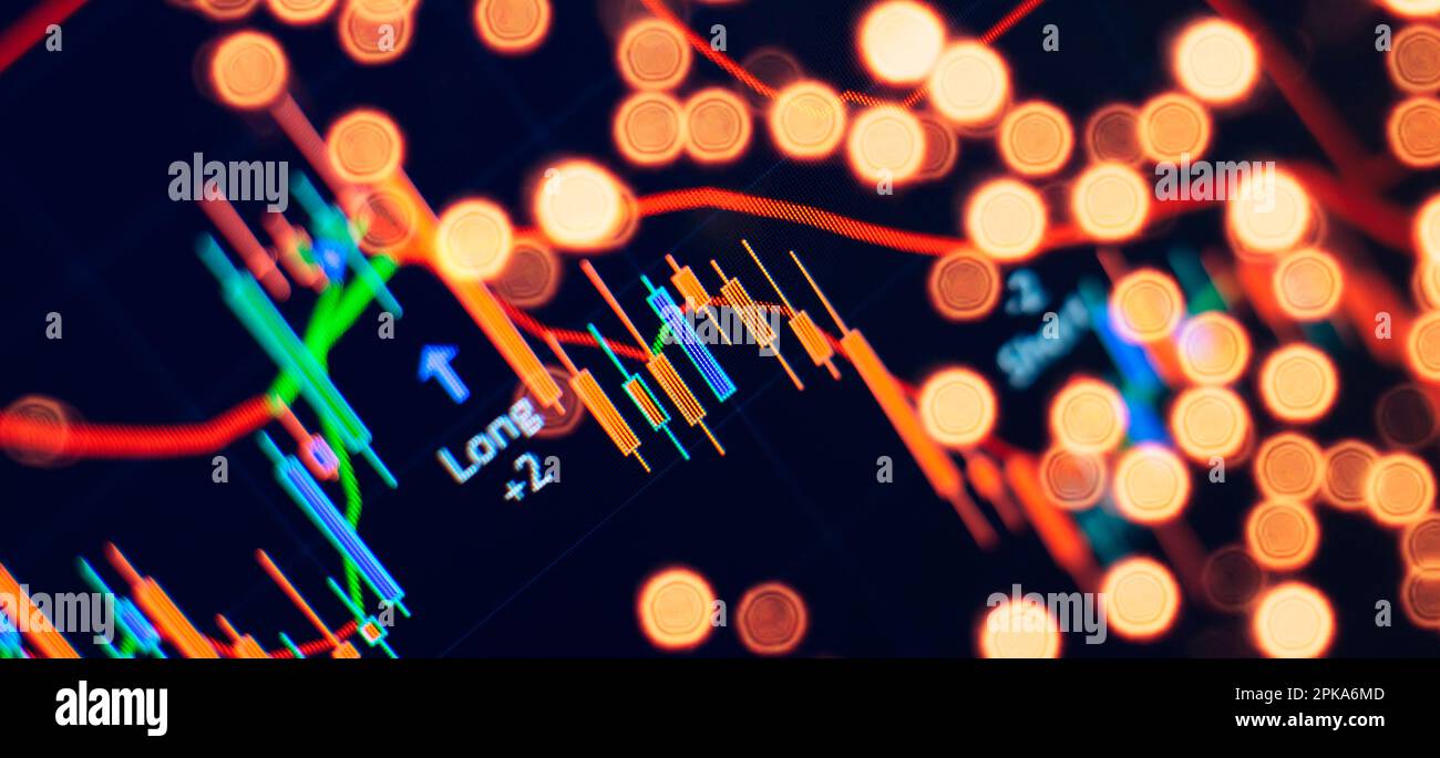 stock market investment trading. Financial chart with up trend line ...