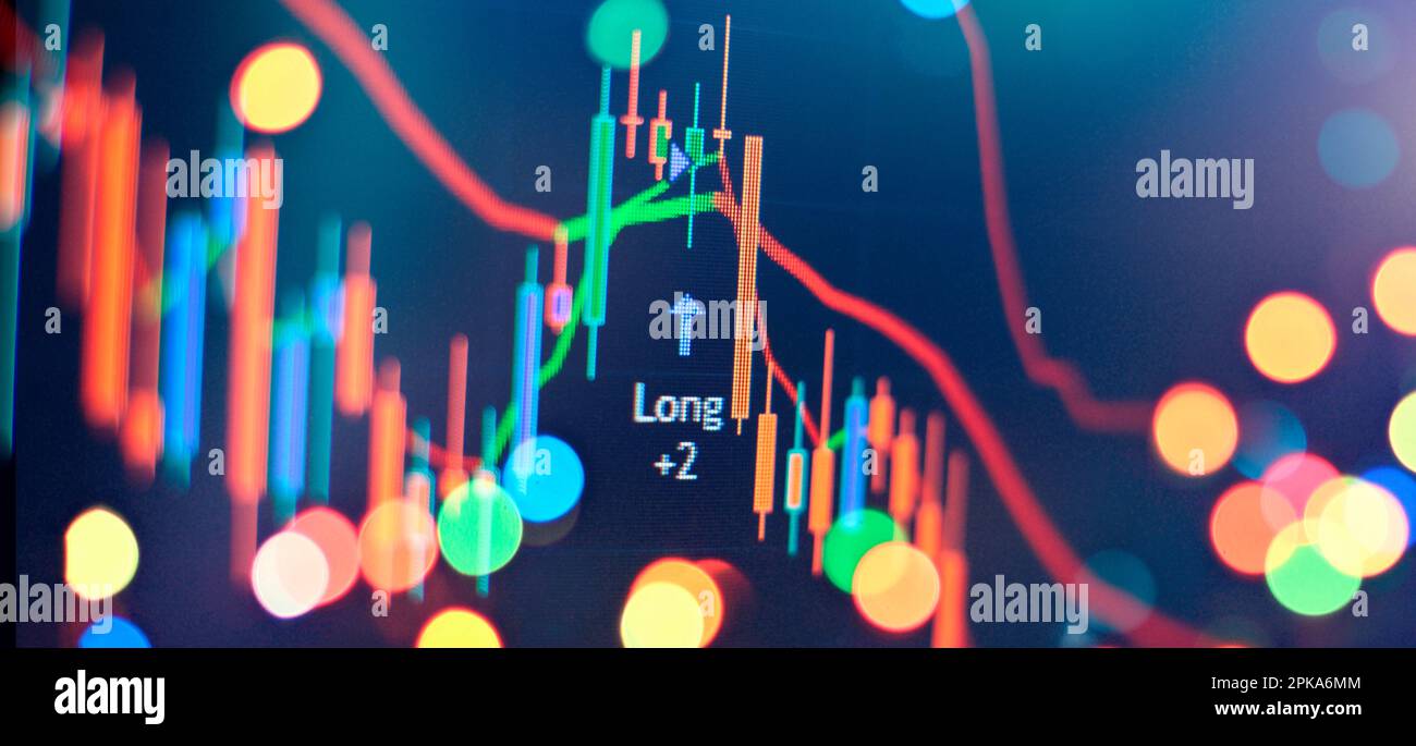 stock market investment trading. Financial chart with up trend line ...