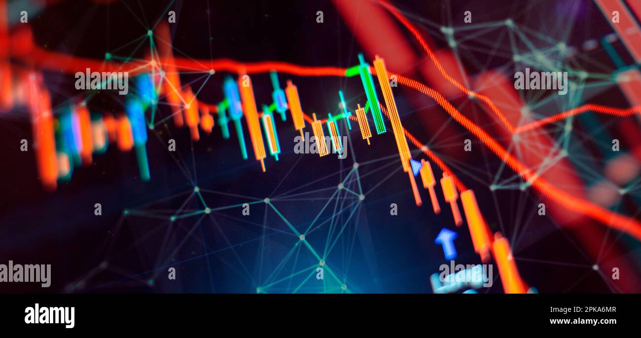 stock market investment trading. Financial chart with up trend line ...