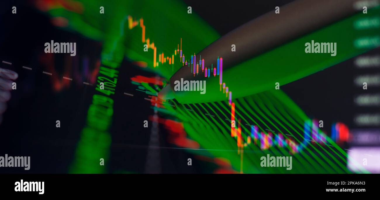 Stock trading, crypto currency background.Charts of financial ... Stock trading, crypto currency background.Charts of financial ...