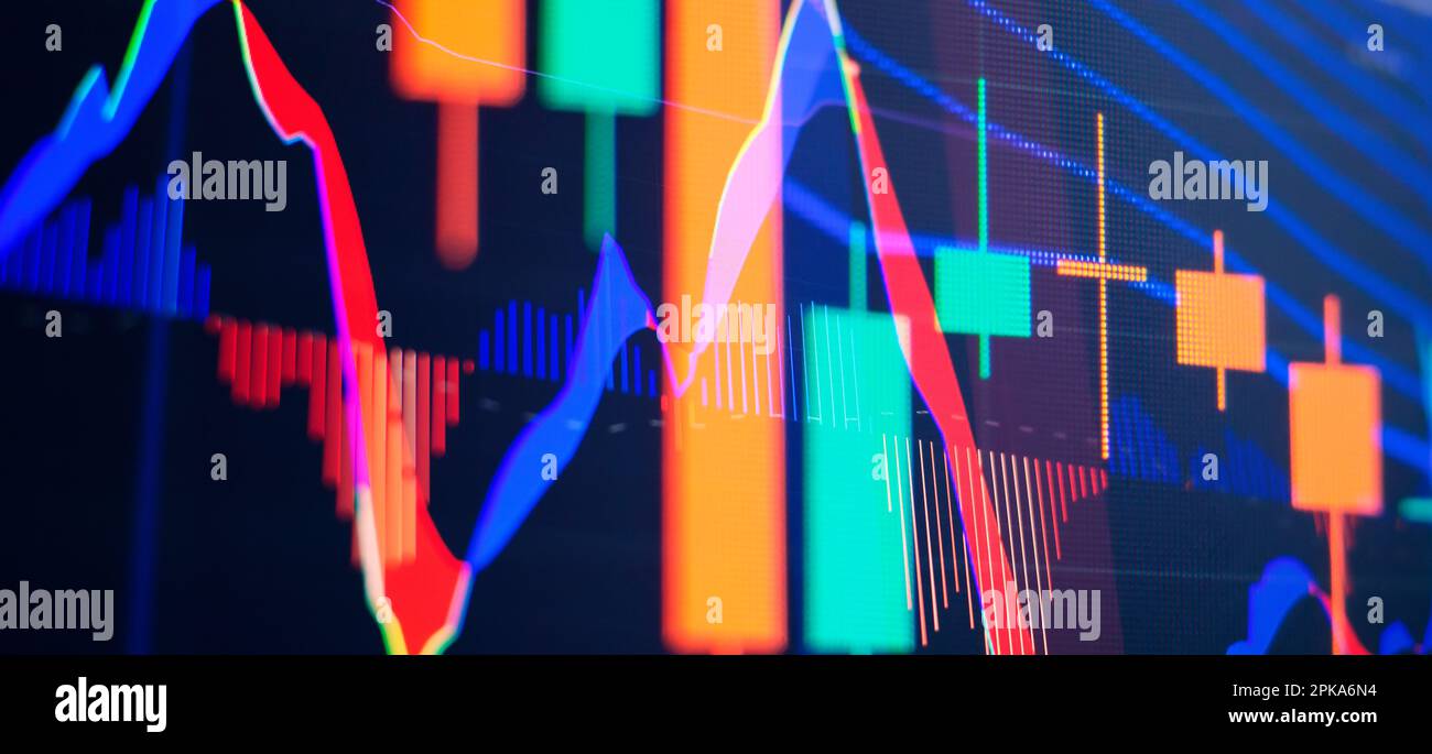 Stock trading, crypto currency background.Charts of financial ...