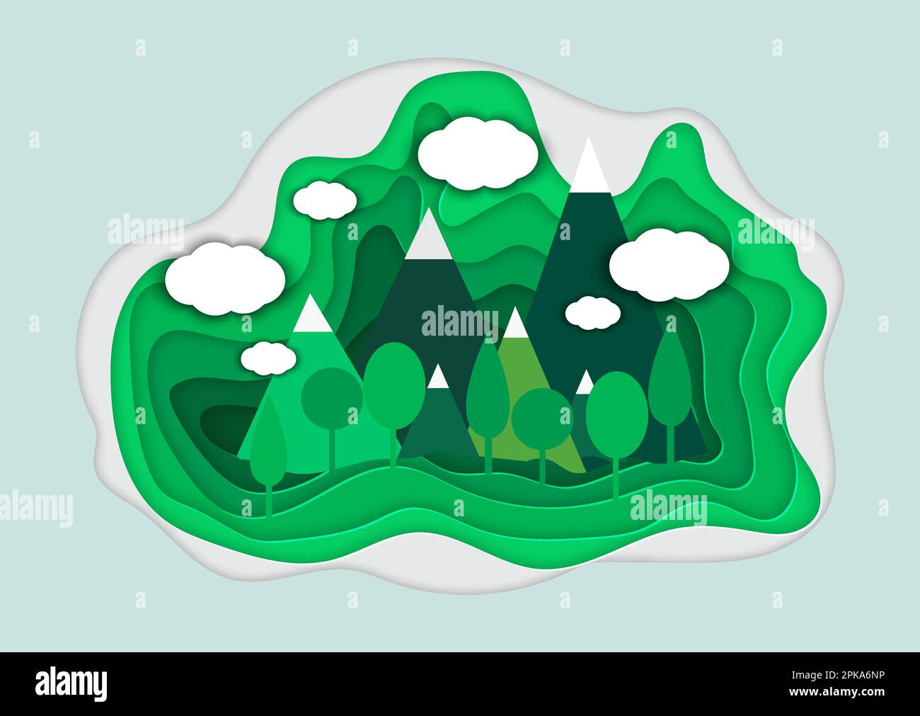 Colorful mountain paper cut style. Vector illustration of a mountain ...