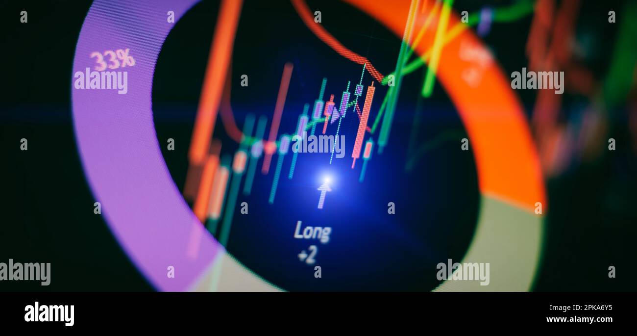 Technical price graph and indicator, red and green candlestick chart on ...