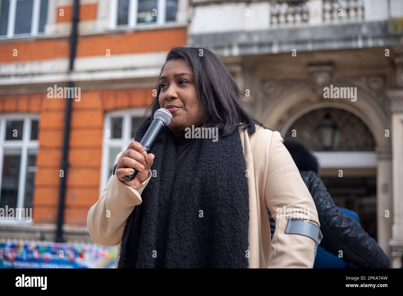 London, UK. 6th Apr 2023. People gathered in Windrush Square in Brixton ...