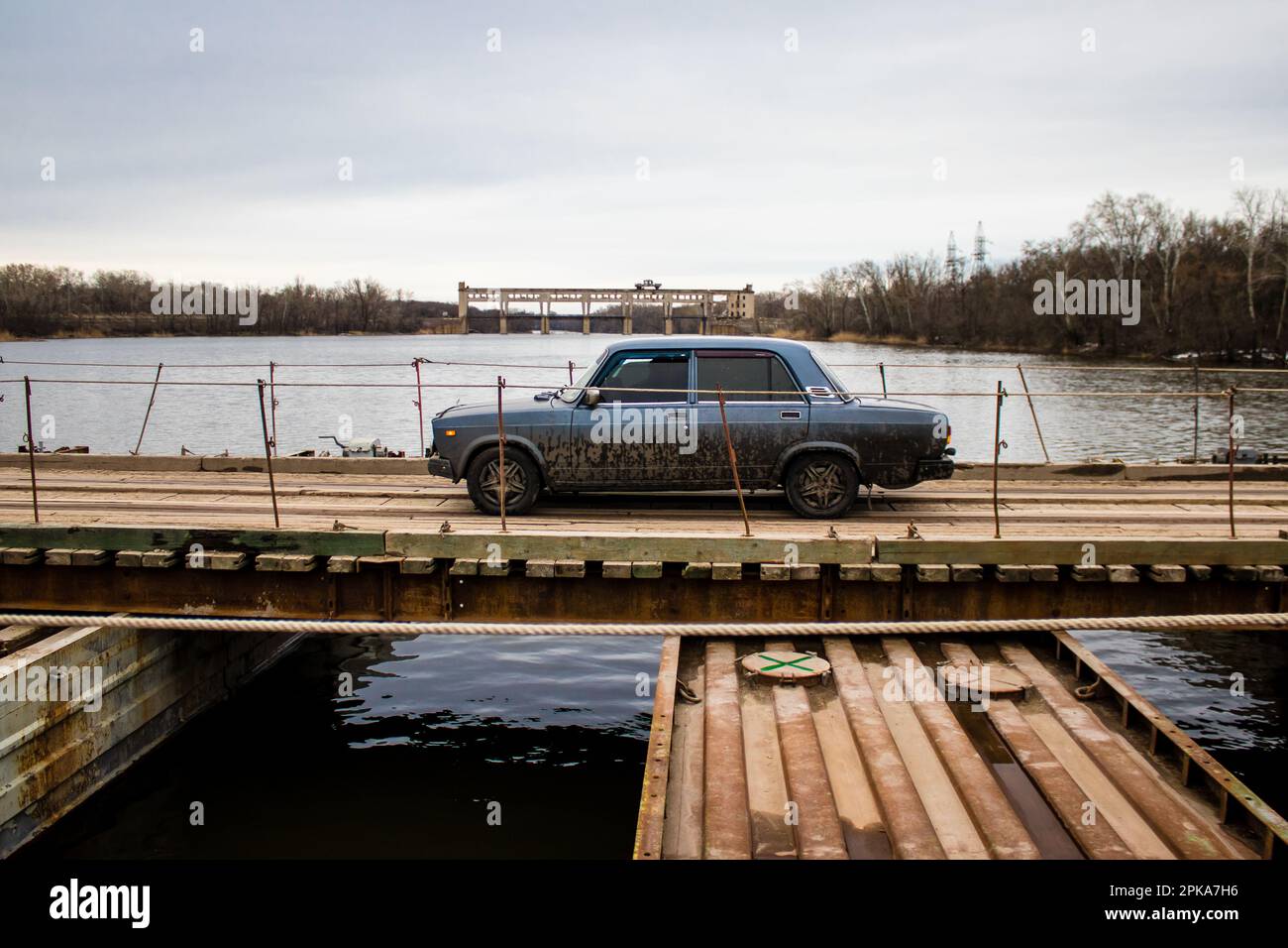 Destroyed bridge in war zone connecting Sloviansk and Lyman in the ...