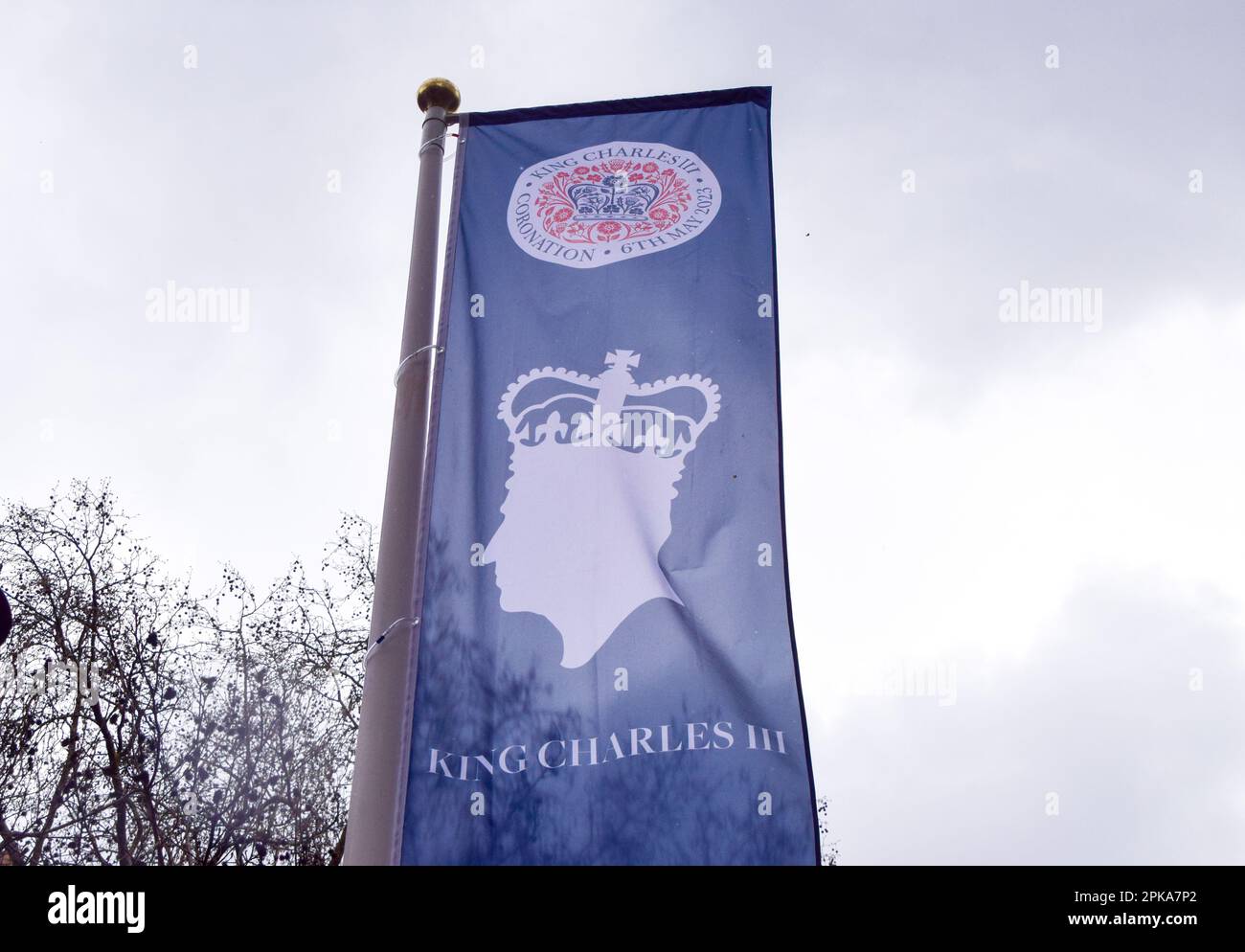 London, UK. 6th April 2023. King Charles III coronation banners have ...