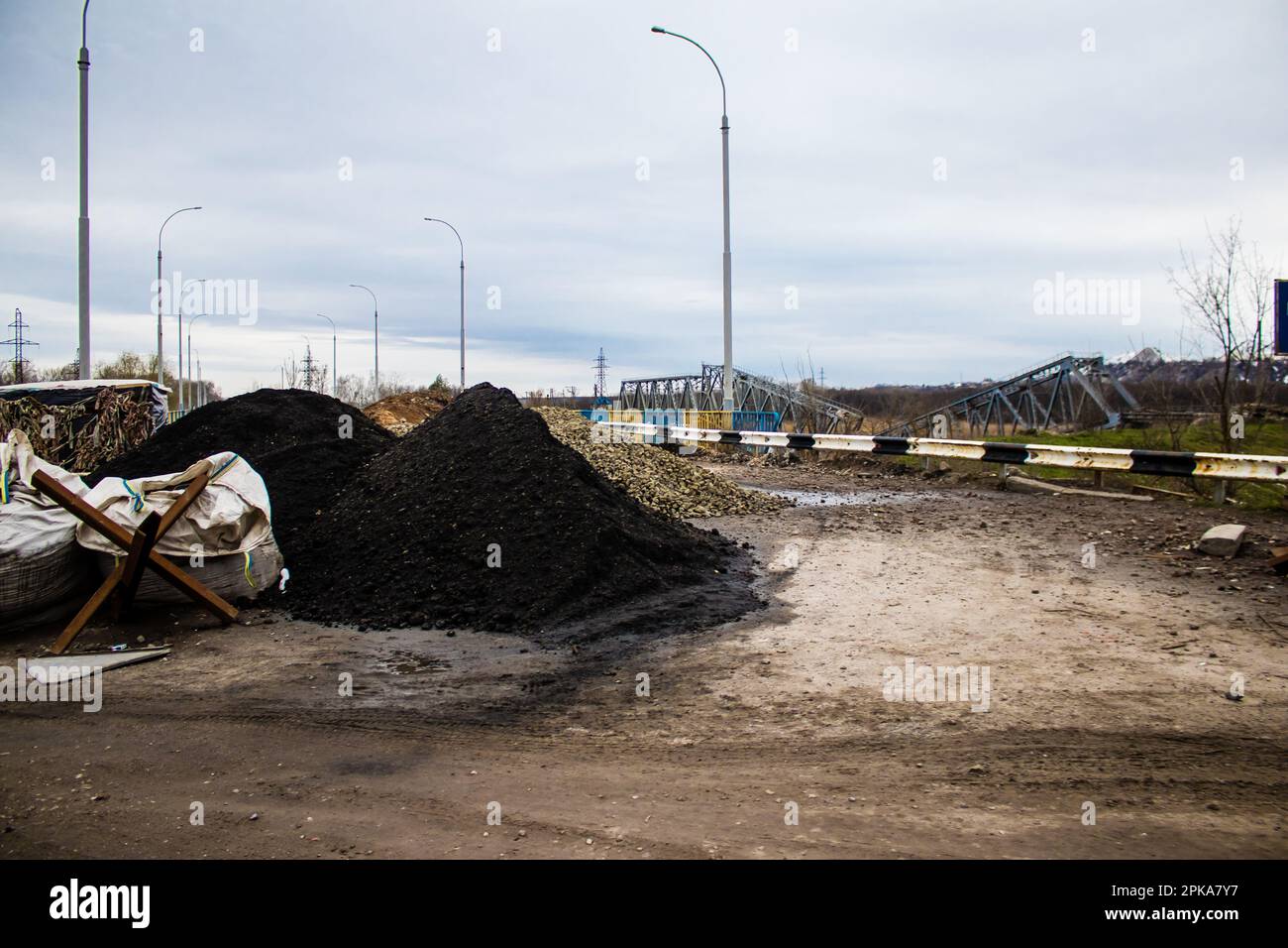 Destroyed bridge in war zone connecting Sloviansk and Lyman in the ...