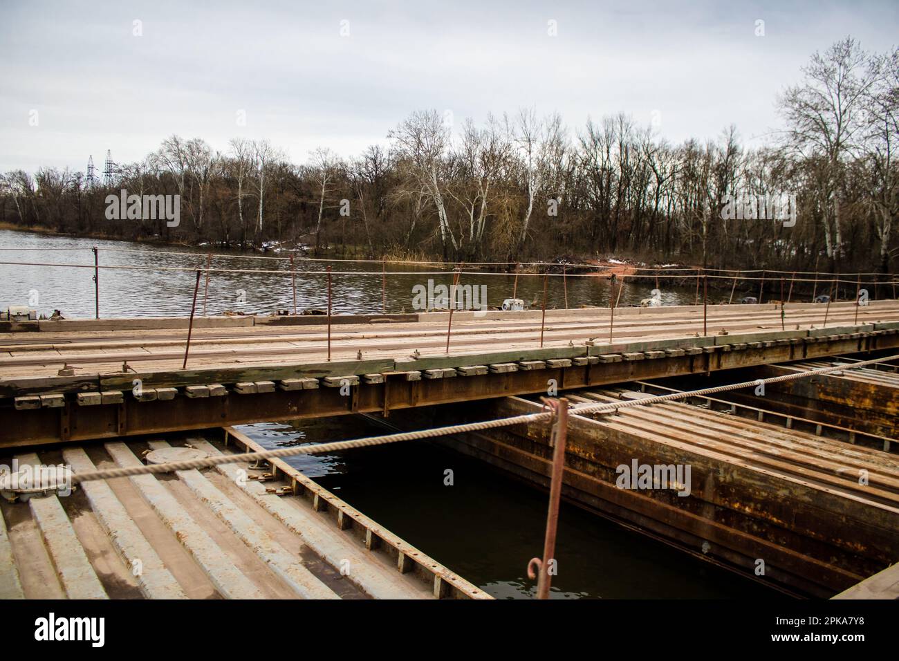 Destroyed bridge in war zone connecting Sloviansk and Lyman in the ...
