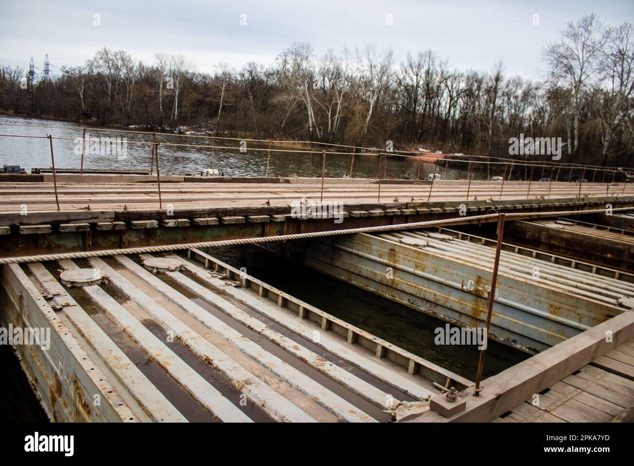 Destroyed bridge in war zone connecting Sloviansk and Lyman in the ...