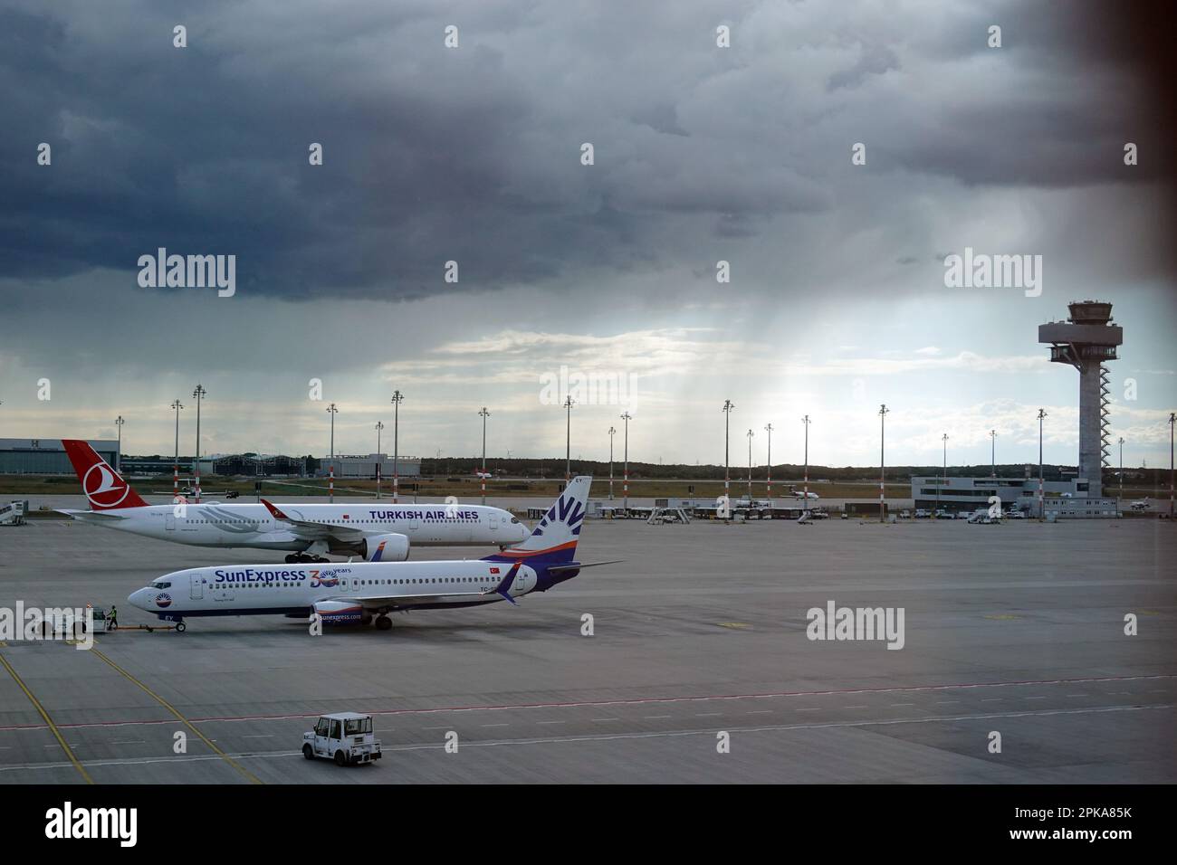 13.06.2022, Germany, Brandenburg, Schoenefeld - Airbus A350 of Turkish ...