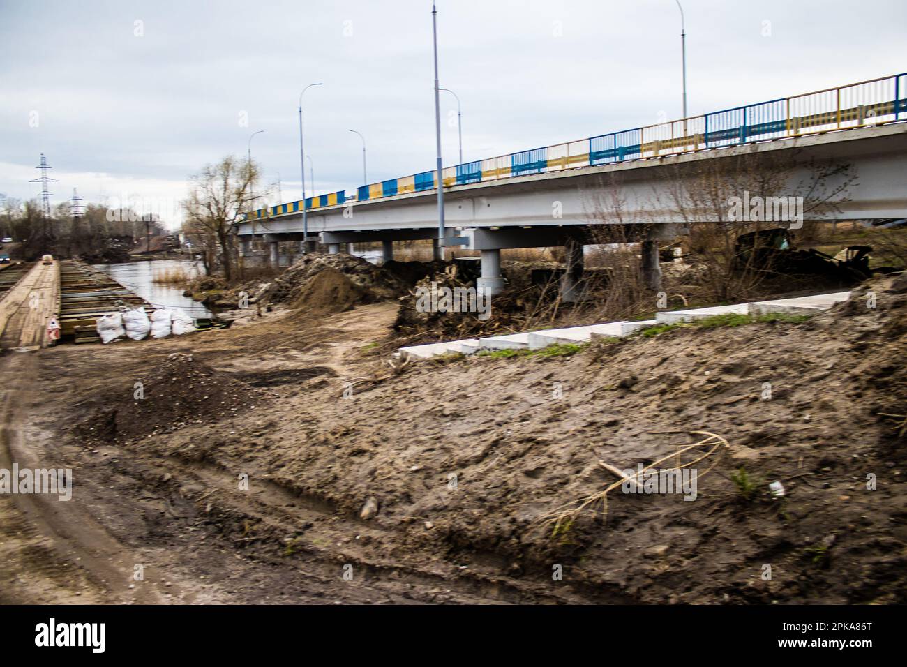 Destroyed bridge in war zone connecting Sloviansk and Lyman in the ...