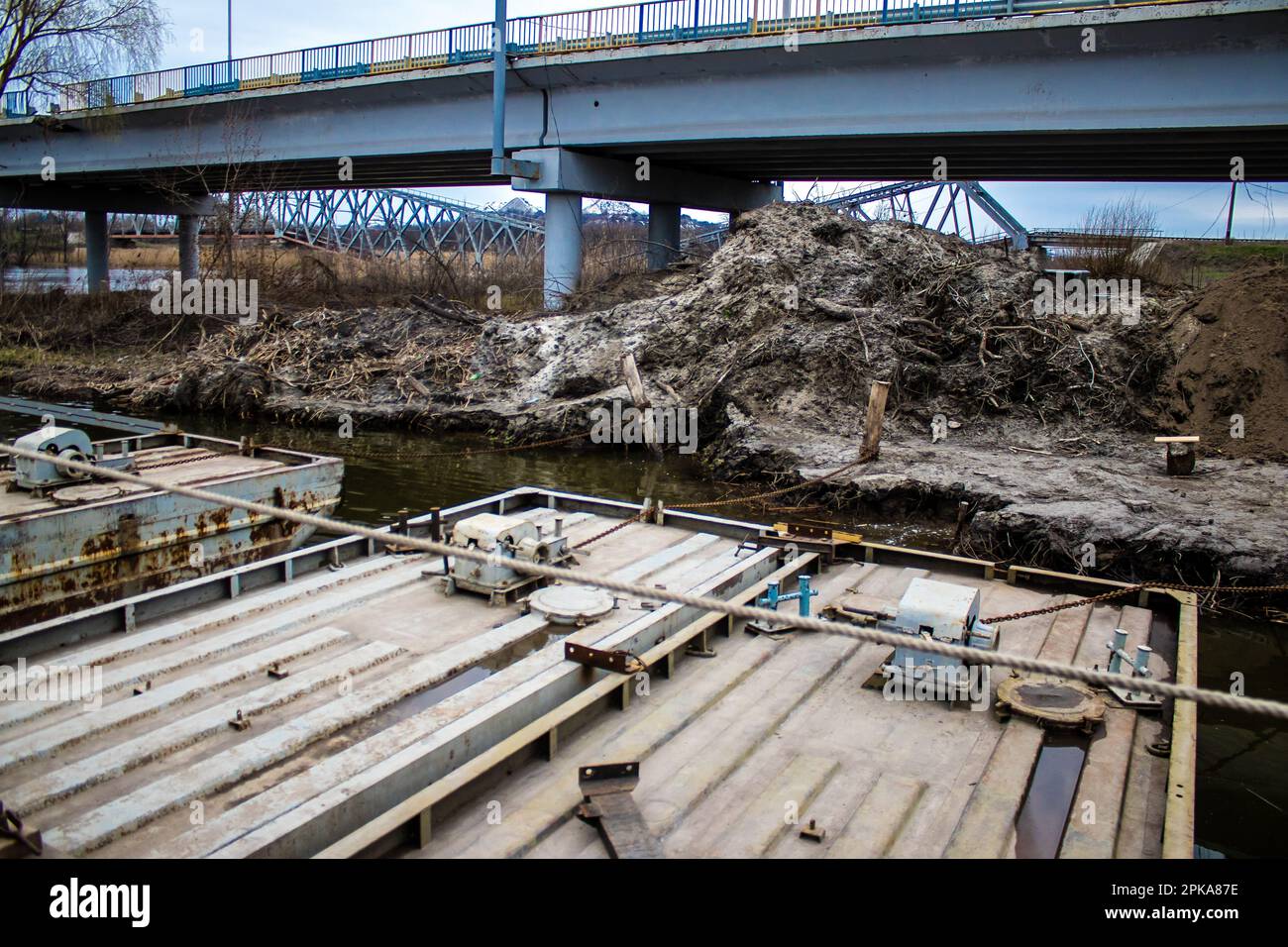 Destroyed bridge in war zone connecting Sloviansk and Lyman in the ...
