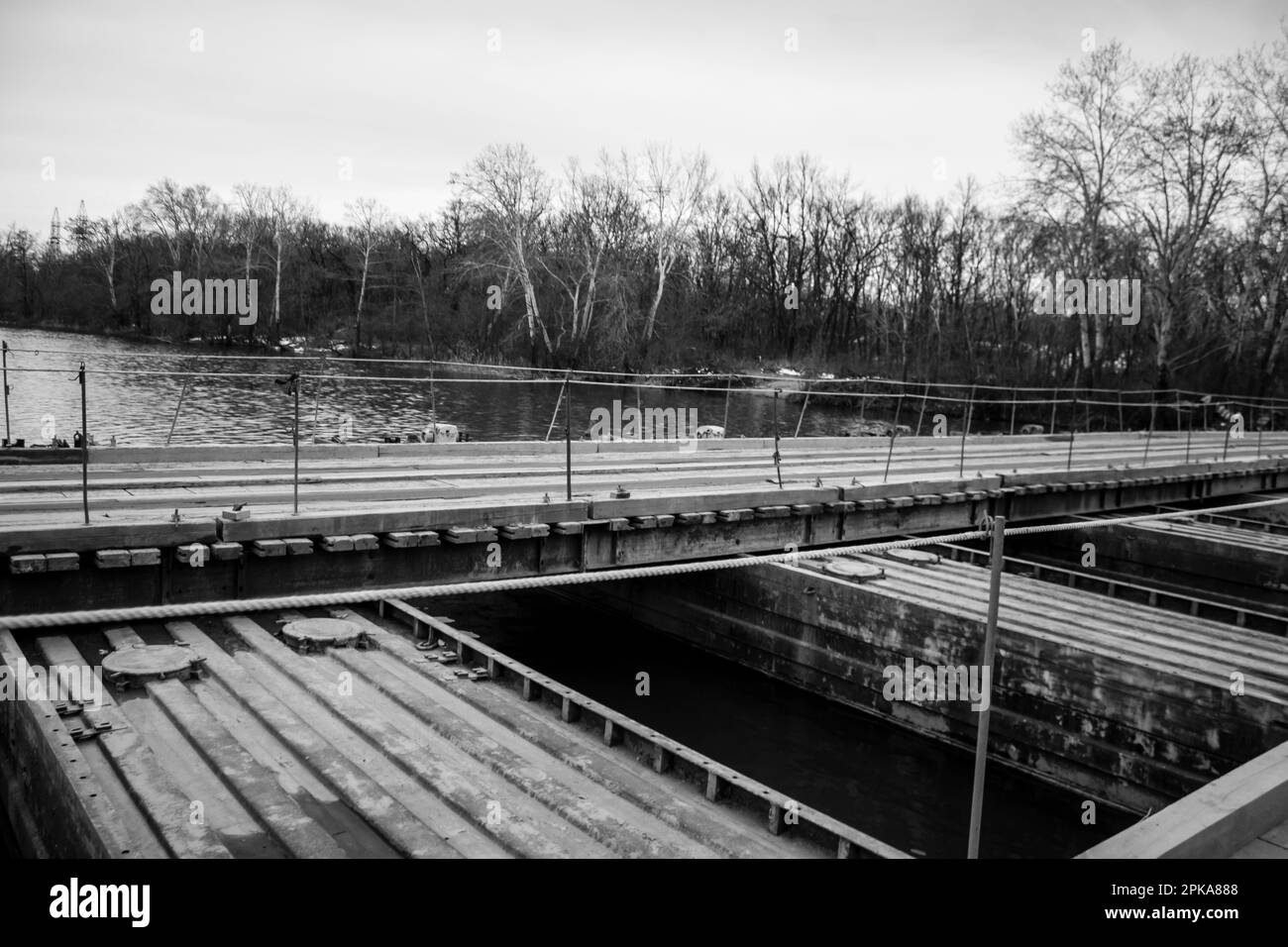 Destroyed bridge in war zone connecting Sloviansk and Lyman in the ...