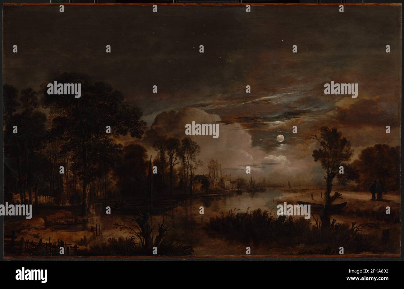 Moonlit Landscape with a View of the New Amstel River and Castle ...